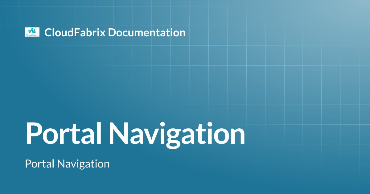 Portal Navigation | CloudFabrix Documentation