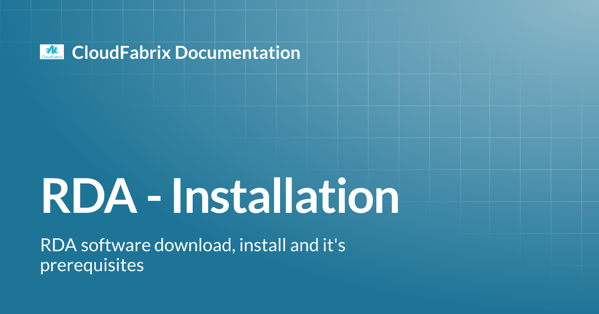 RDA - Installation | CloudFabrix Documentation