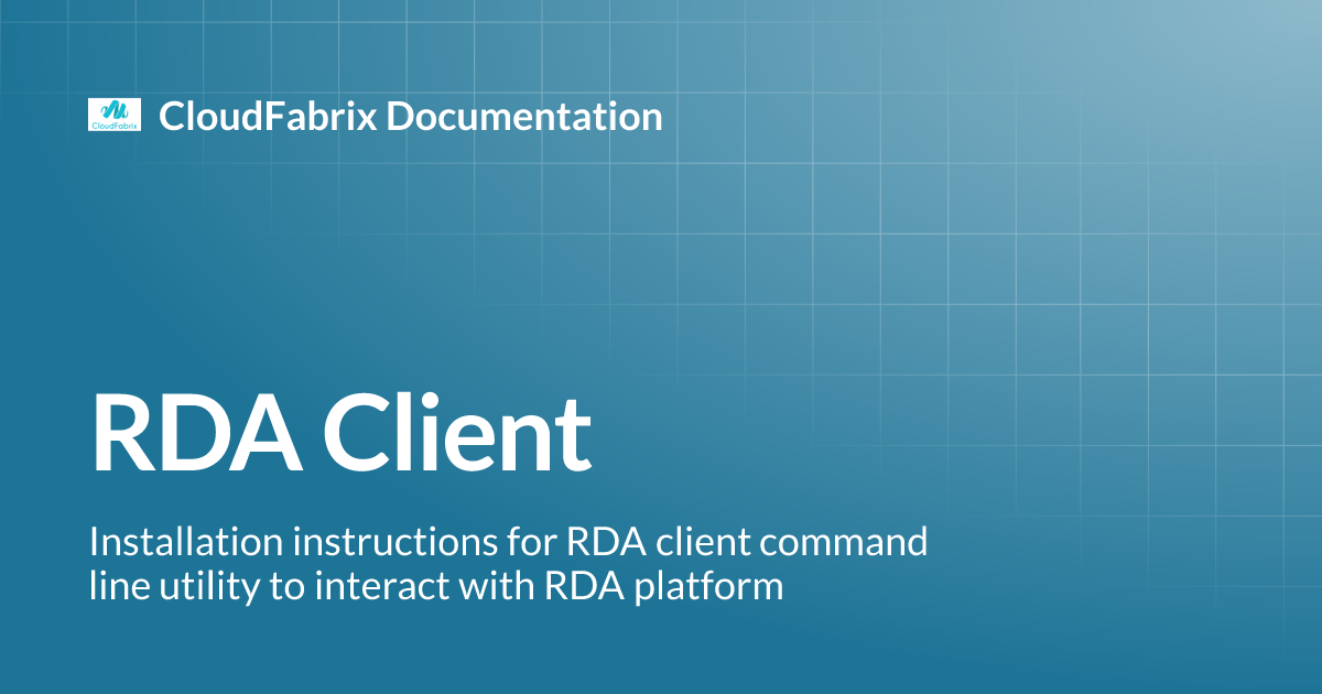 RDA Client | CloudFabrix Documentation